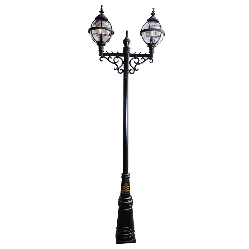 Victorian style globe lamp post double headed in cast iron 3.4m ...