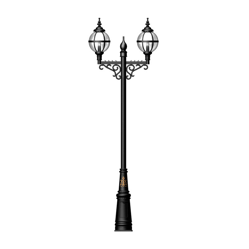 Victorian style globe lamp post double headed in cast iron 3.4m (H232 ...